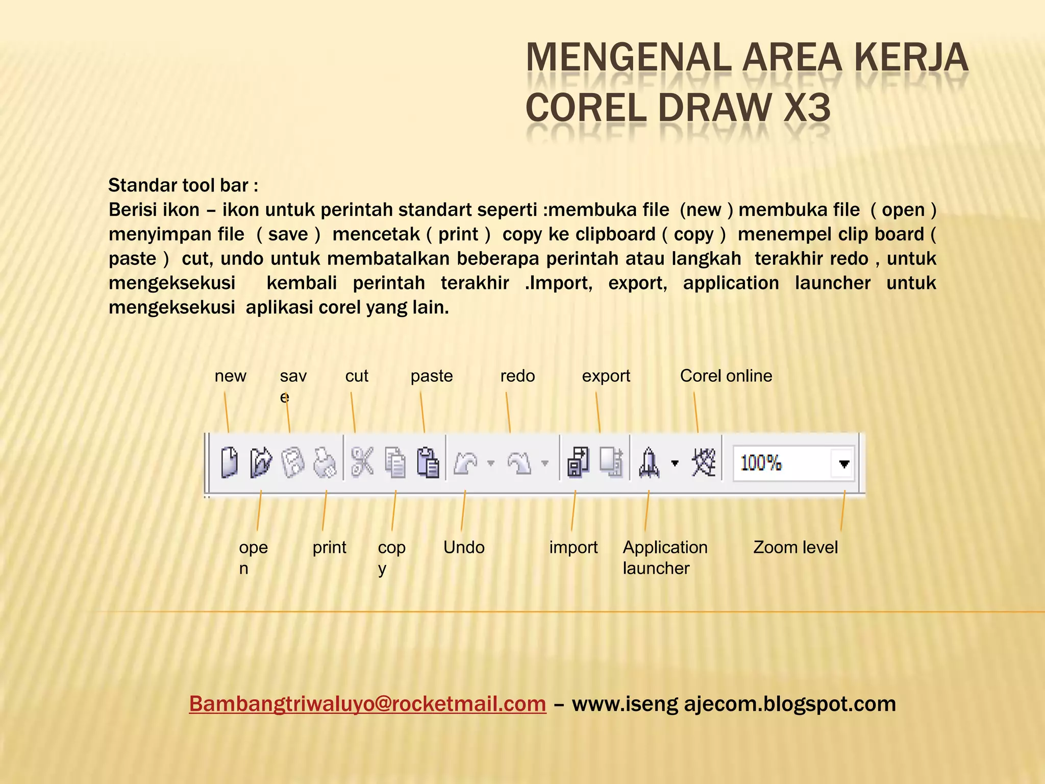 Mengenal area kerja corel draw x3 | PPTX