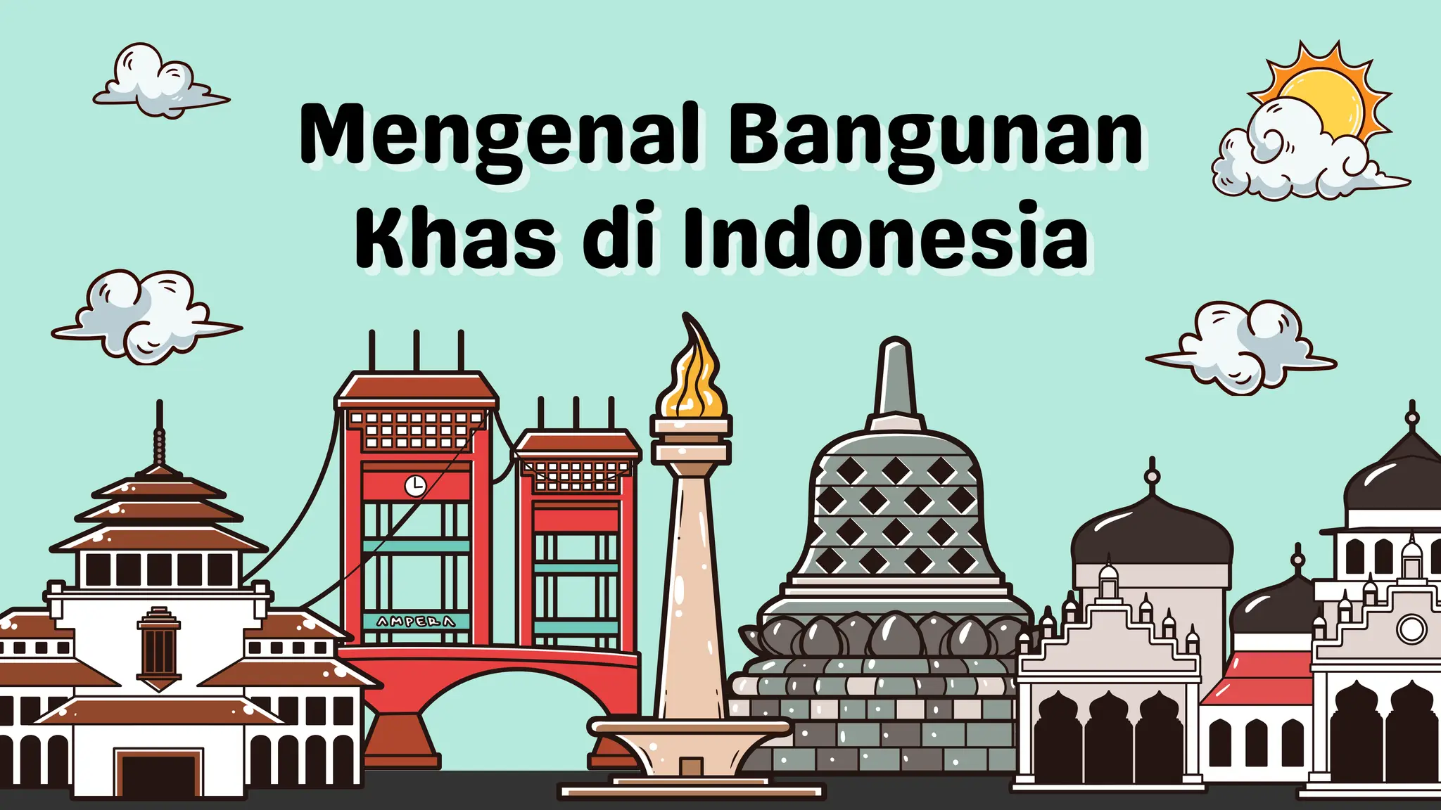 Mengenal Bangunan Khas di Indonesia Presentasi Biru Muda Abu-abu ...