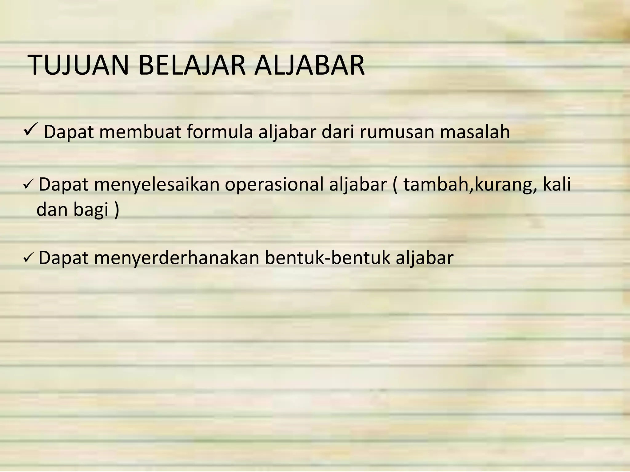 Mengenal Bentuk Aljabar | PPTX