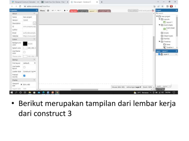 Mengenal Construct dengan menggunakan software Construct 2 | PPT | Free Download