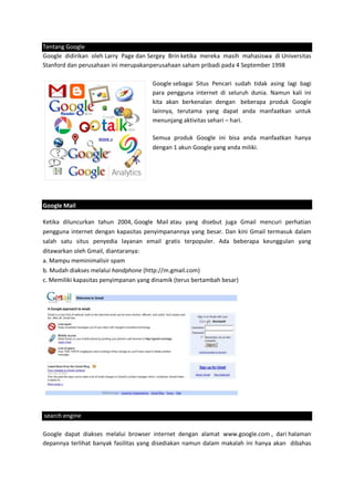 Mengenal fasiltas google dan pembuatan media ajar | PDF
