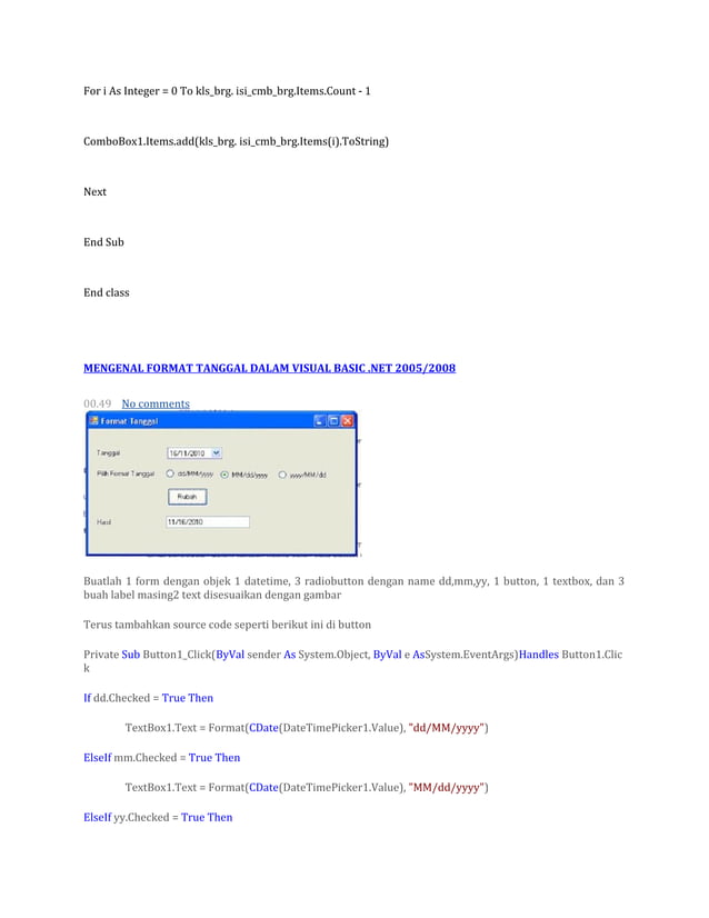 Mengenal format tanggal dalam visual basic | DOC