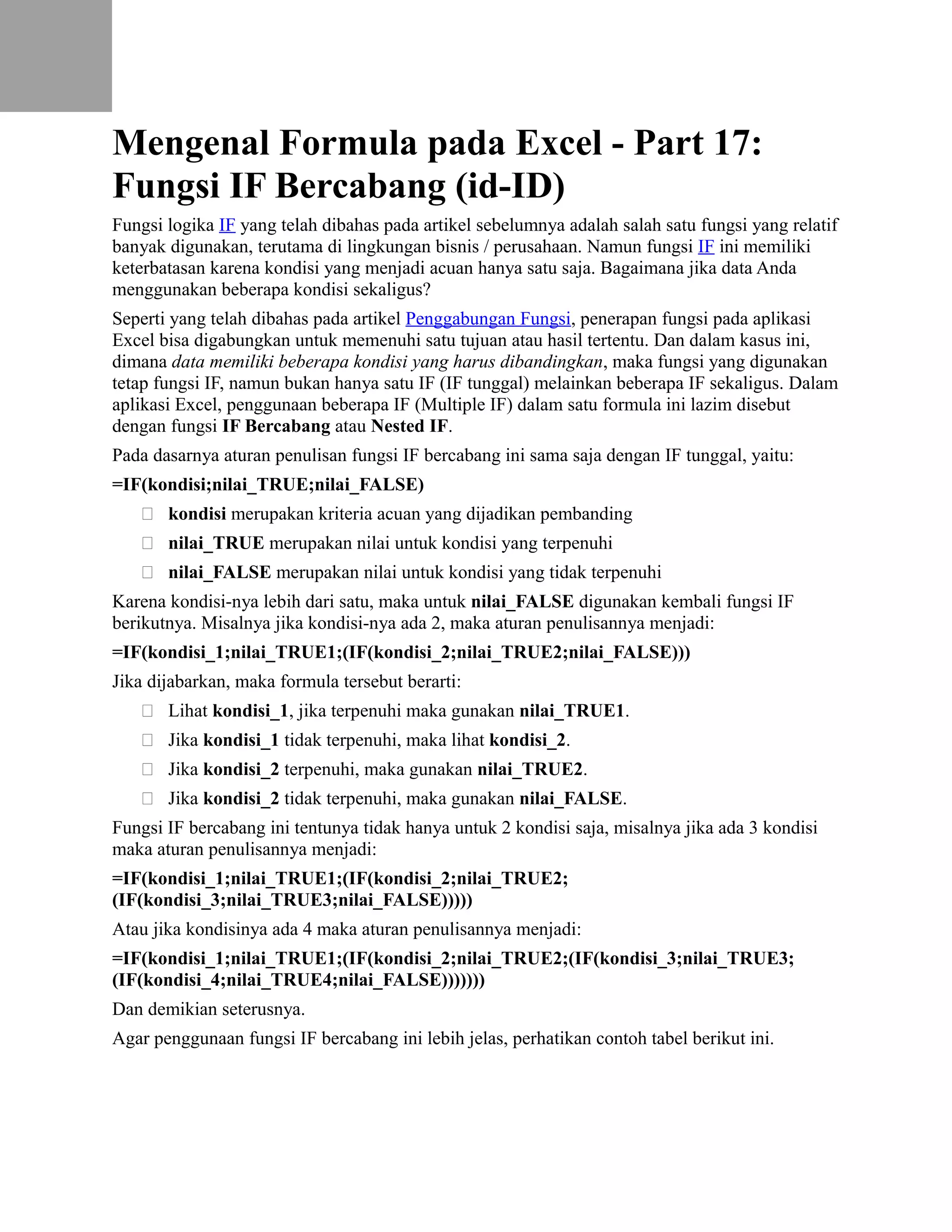 Mengenal fungsi if dan logika pada excel | RTF