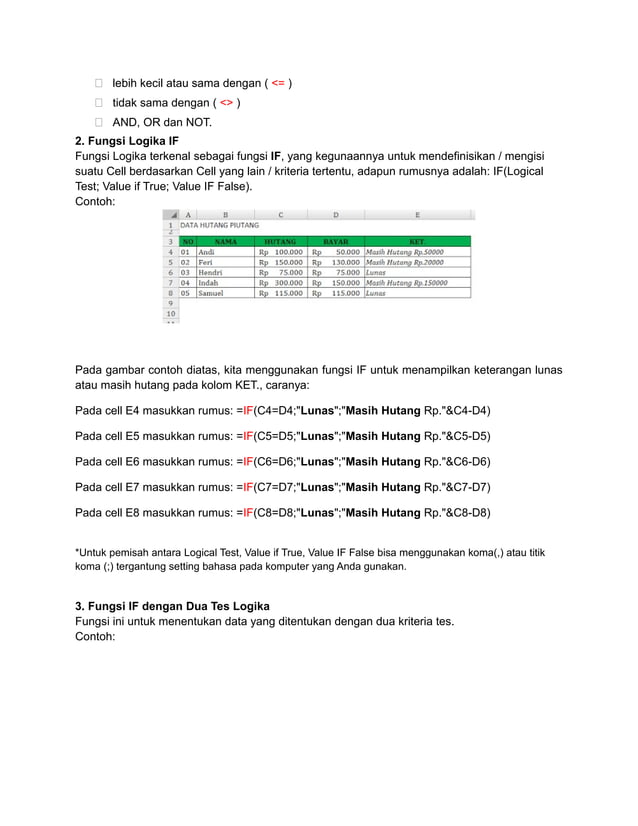 Mengenal fungsi if dan logika pada excel | RTF