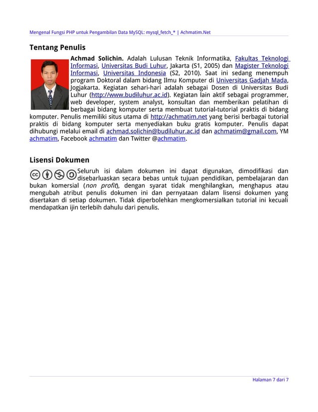 Mengenal fungsi php untuk pengambilan data my sql: mysql fetch | PDF