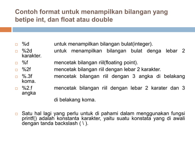 Mengenal fungsi scanf() dan printf() | PPTX