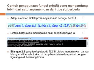 Mengenal fungsi scanf() dan printf() | PPTX