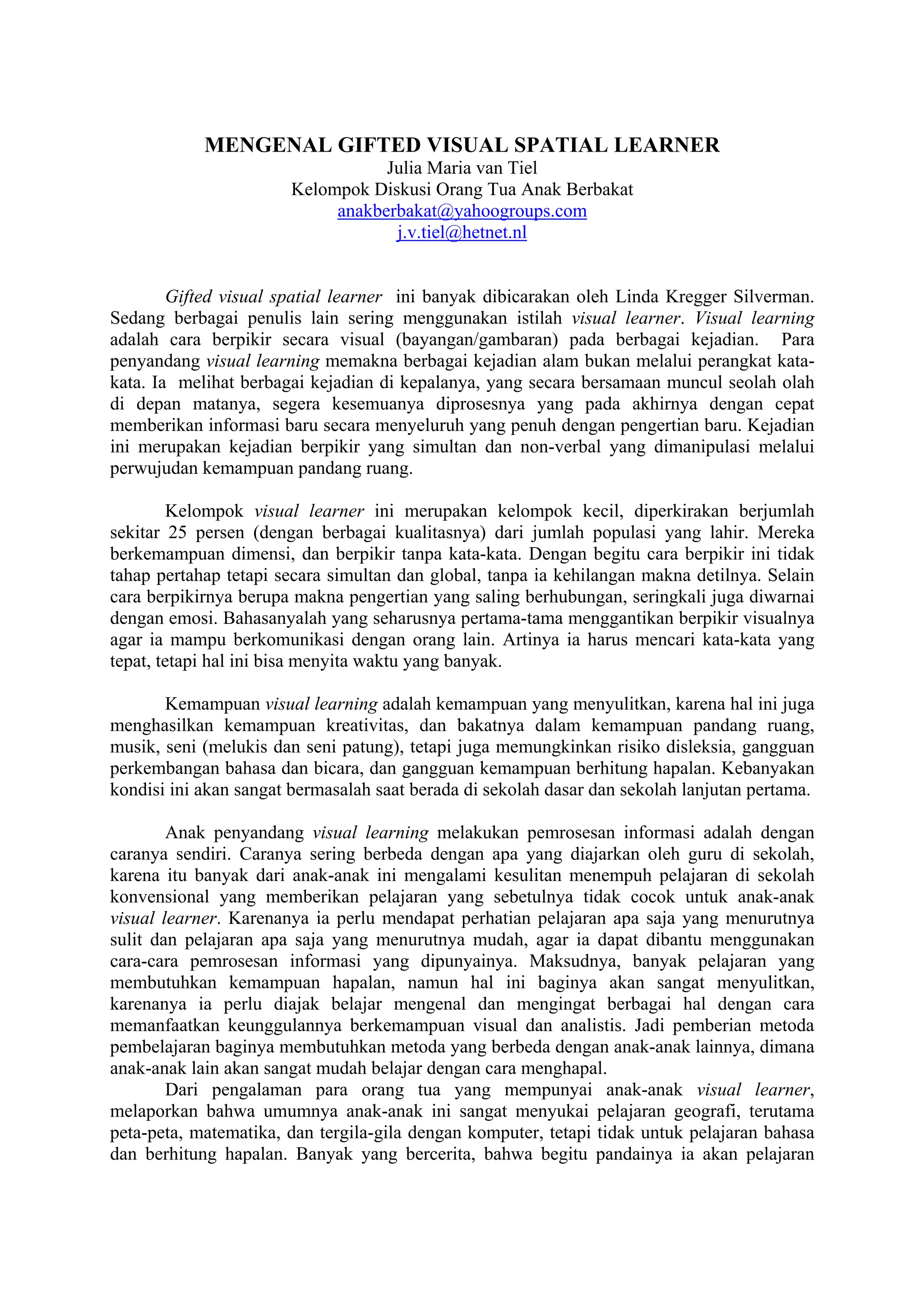 Mengenal gifted visual_spatial_learner | PDF