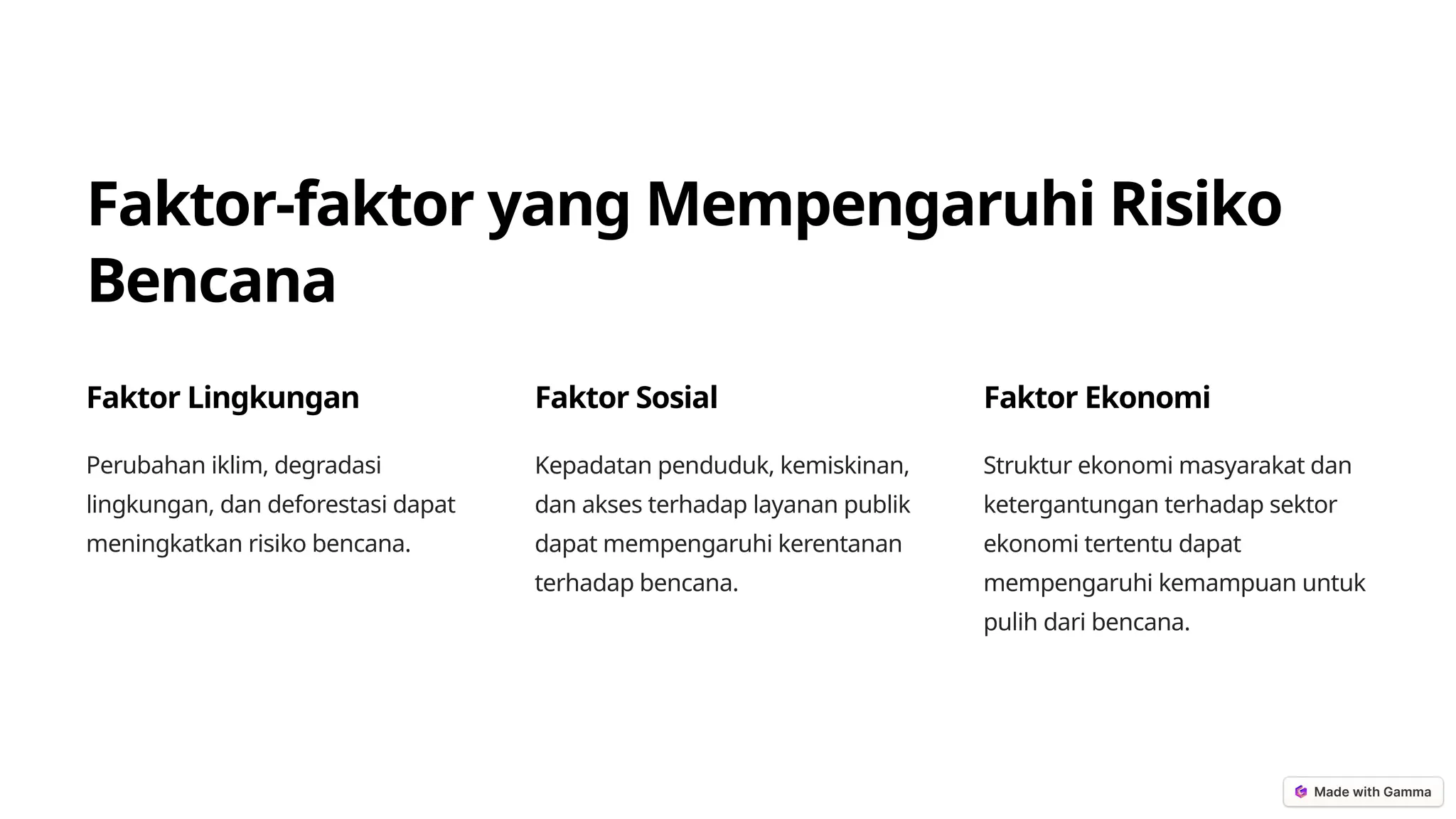 Mengenali Faktor Risiko Bencana di Indonesia | PPTX