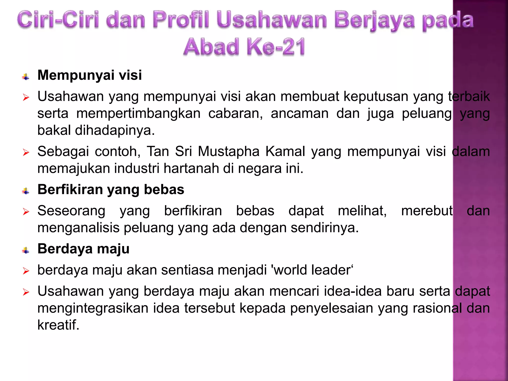 Mengenali ciri - ciri usahawan | PPTX