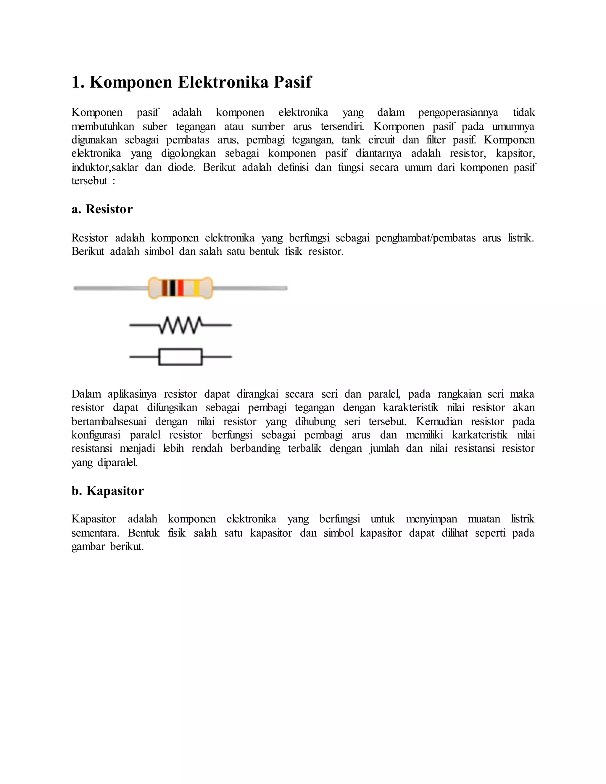 Mengenal komponen elektronika dan fungsinya | DOCX