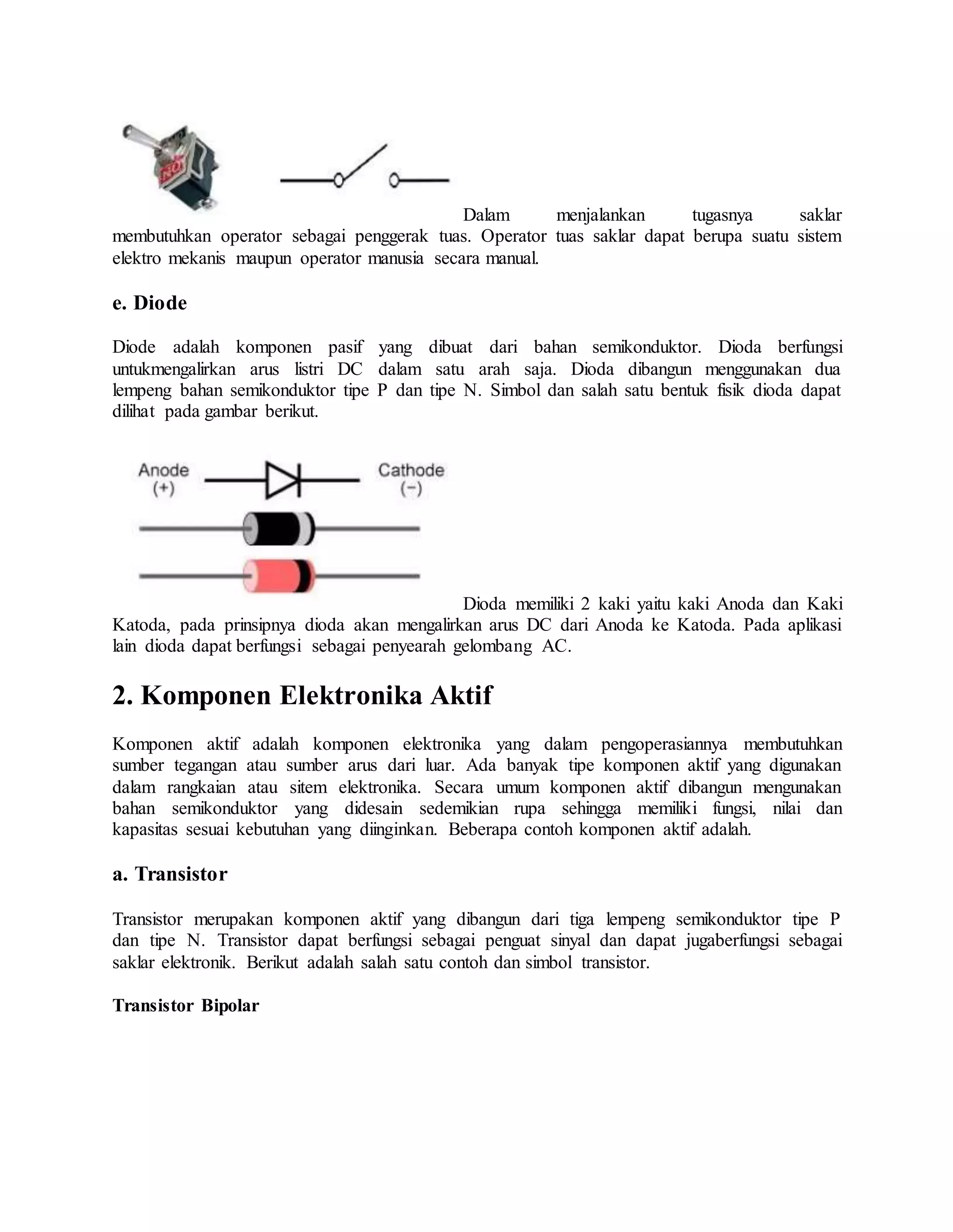 Mengenal komponen elektronika dan fungsinya | DOCX