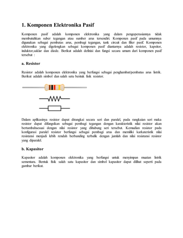 Mengenal komponen elektronika dan fungsinya | DOCX