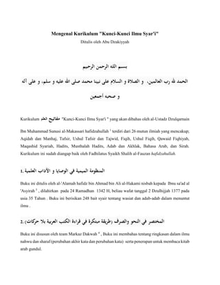 Mengenal kurikulum kunci kunci ilmu syar'i | PDF