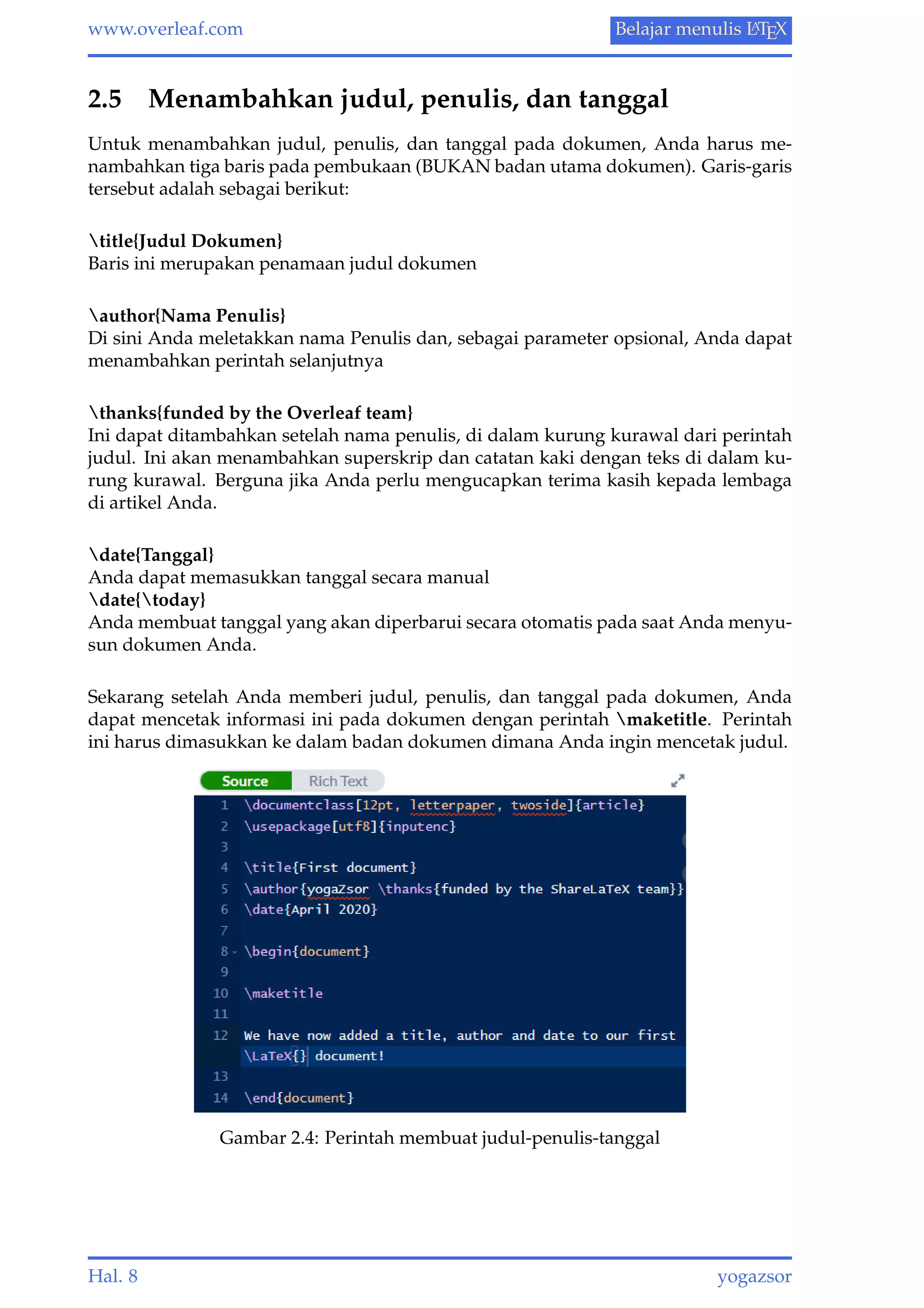 Belajar Latex dalam 30 menit dengan menggunakan overleaf | PDF