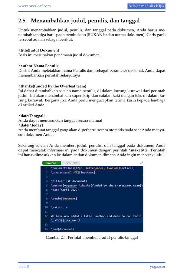 Belajar Latex dalam 30 menit dengan menggunakan overleaf | PDF