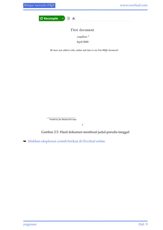 Belajar Latex dalam 30 menit dengan menggunakan overleaf | PDF