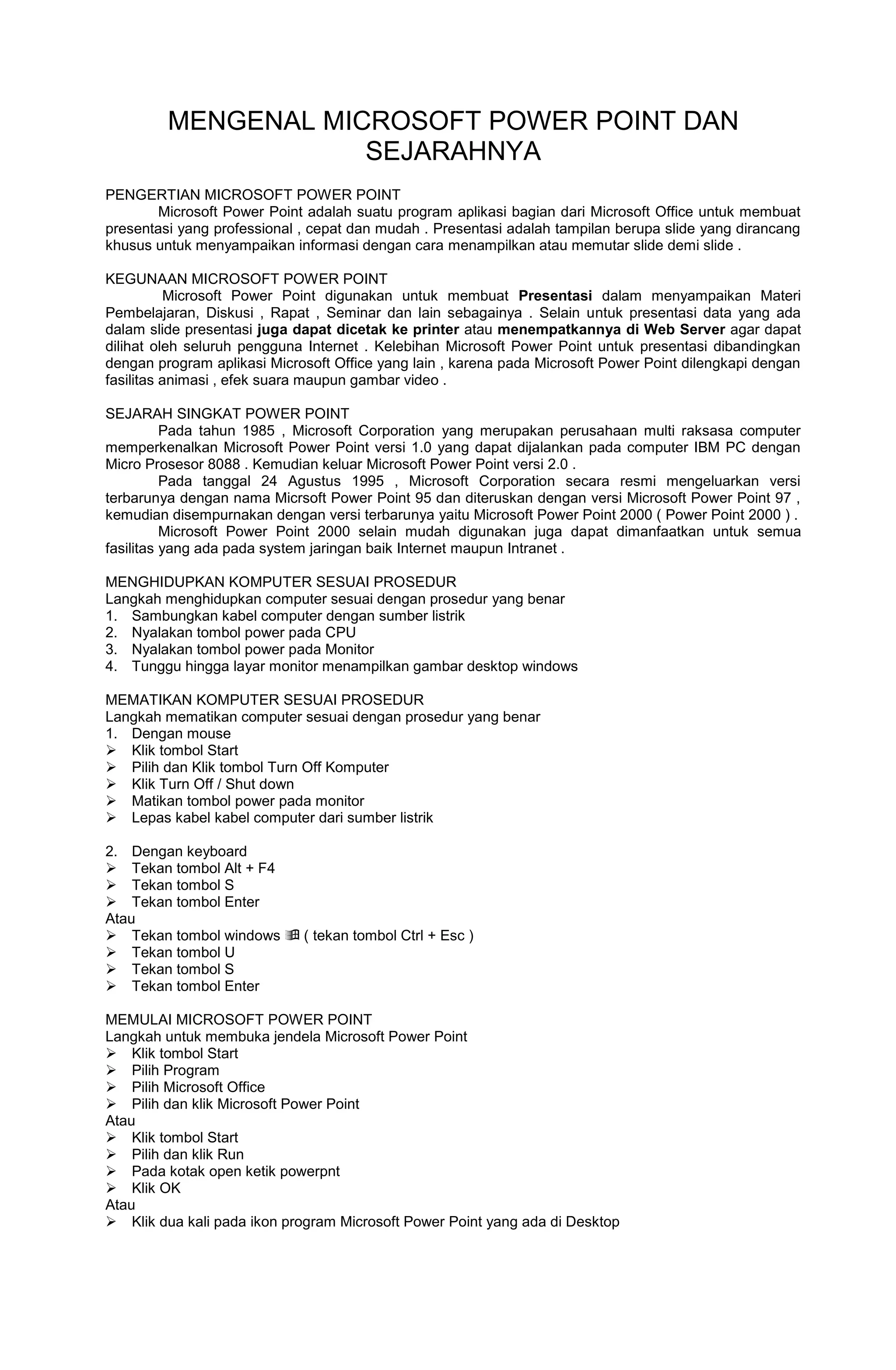 Mengenal microsoft powerpoint dan sejarahnya | PDF