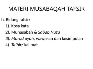 MATERI MENGENAL MUSABAQAH TAFSIR QURAN NASIONAL | PPTX
