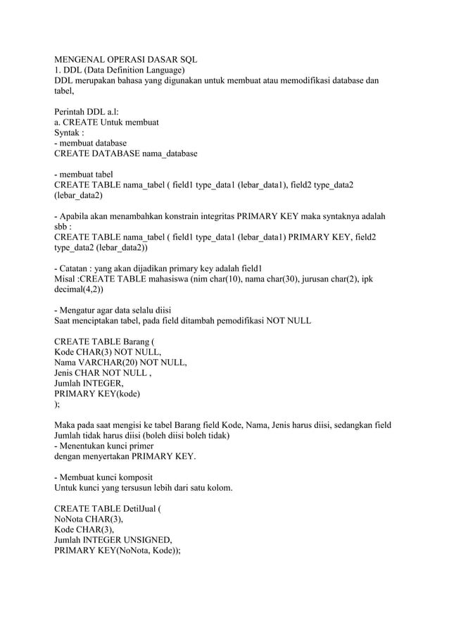 Mengenal operasi dasar sql | PDF