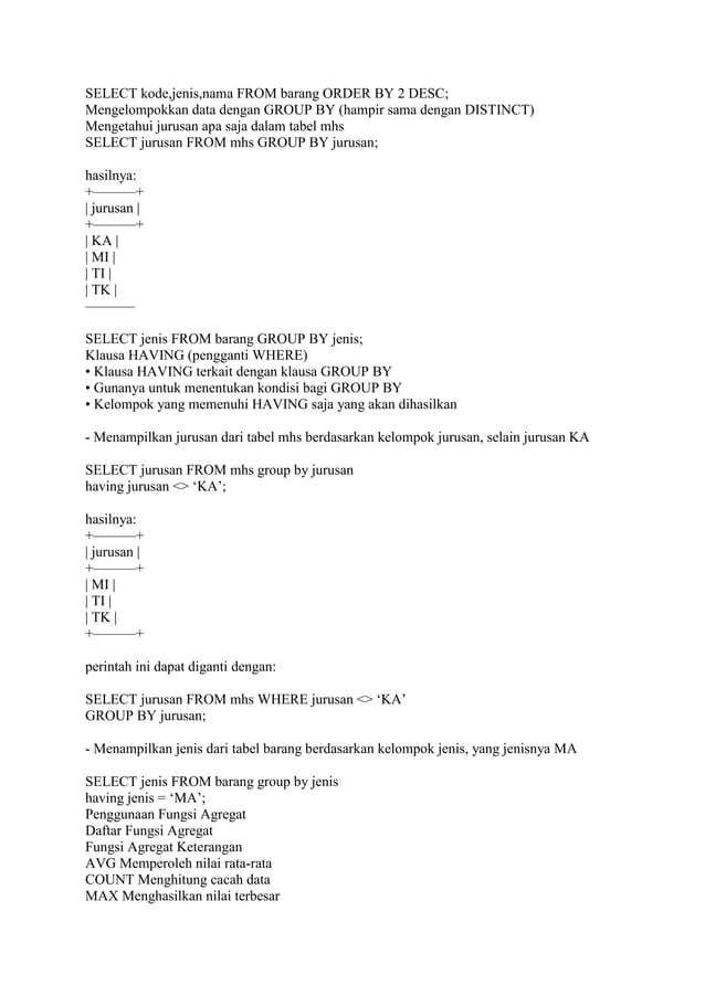 Mengenal operasi dasar sql | PDF