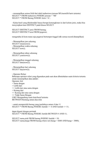 Mengenal operasi dasar sql | PDF