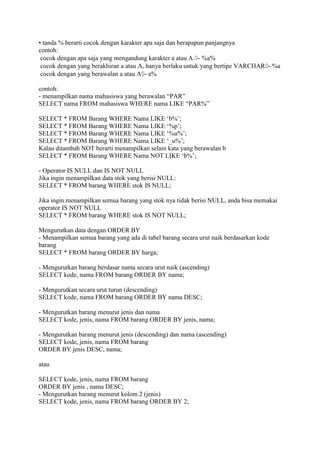 Mengenal operasi dasar sql | PDF