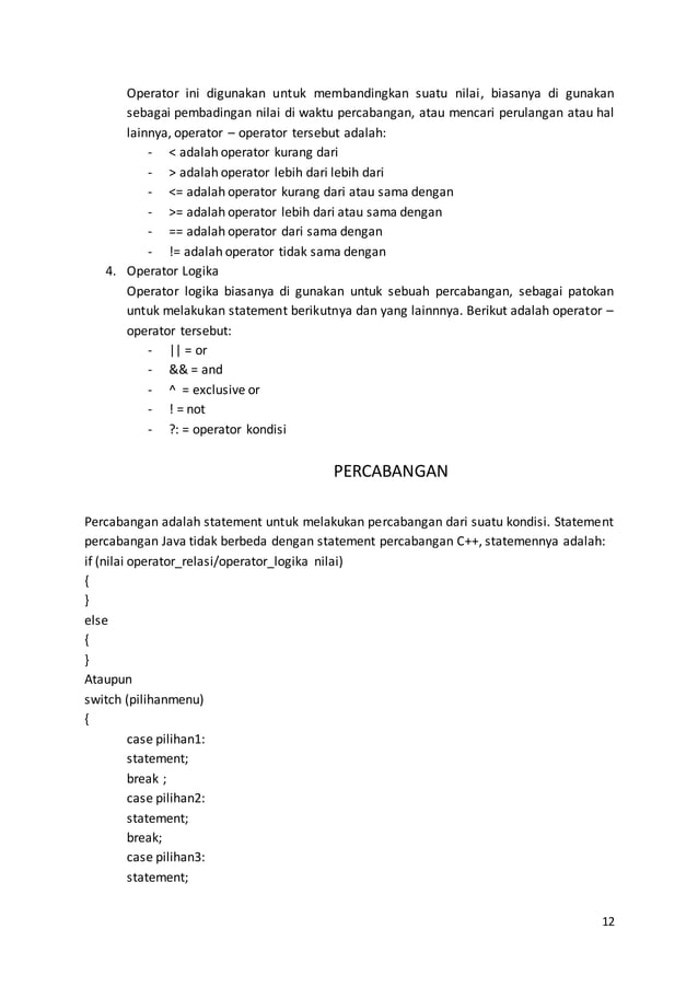 Mengenal pemrograman java | PDF