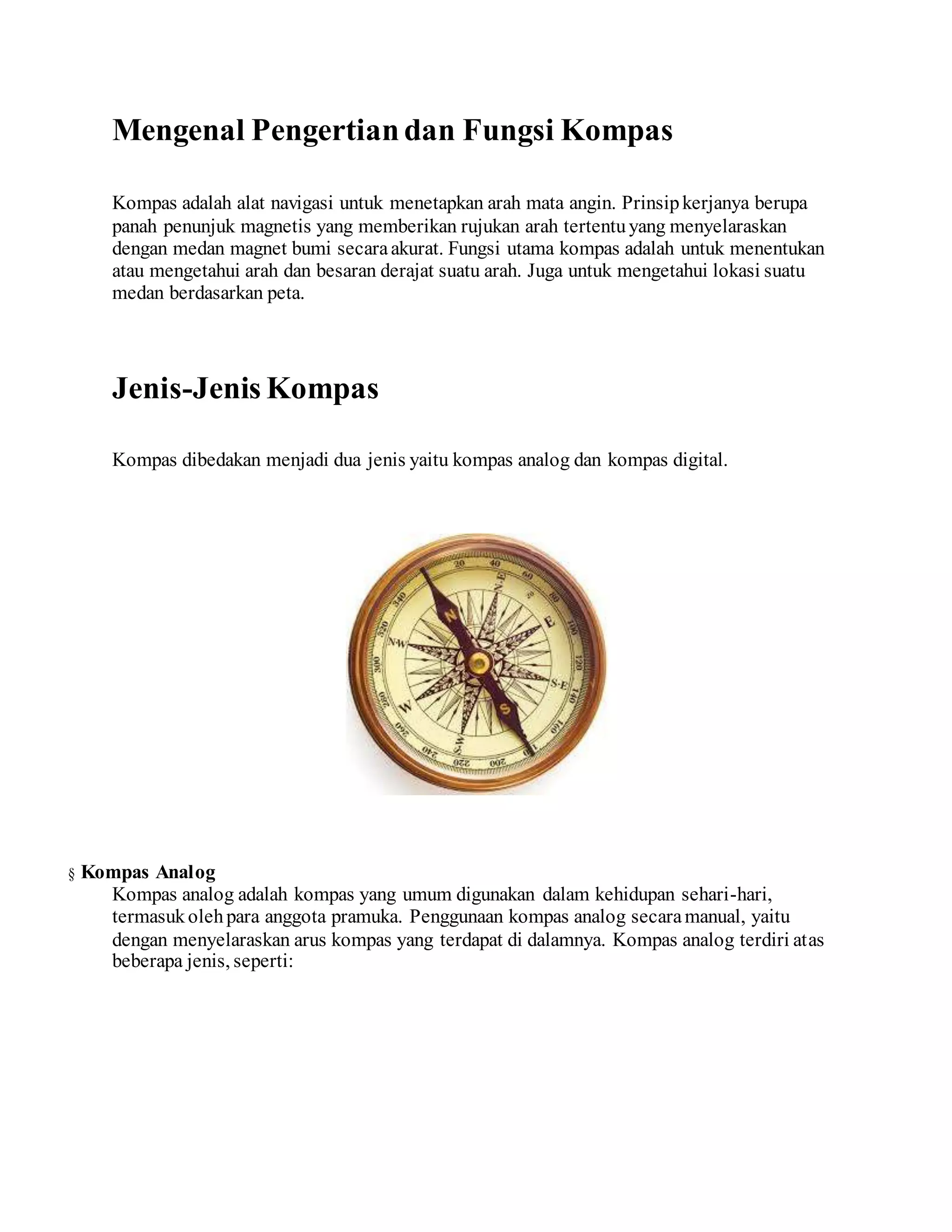 Mengenal pengertian dan fungsi kompas | DOCX