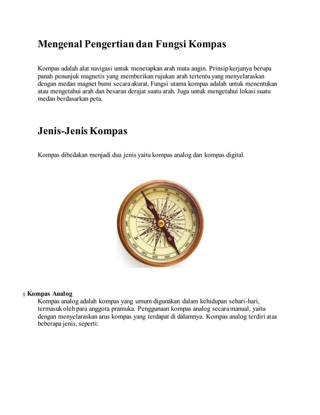 Mengenal pengertian dan fungsi kompas | DOCX