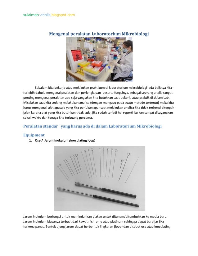 Mengenal peralatan laboratorium mikrobiologi | PDF