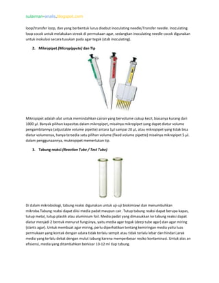 Mengenal peralatan laboratorium mikrobiologi | PDF