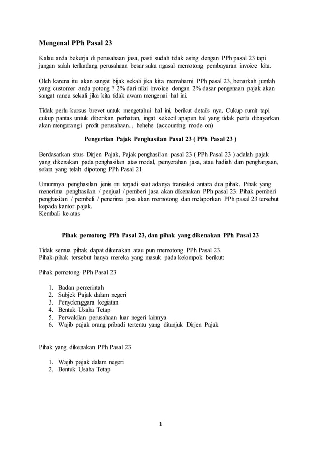 Mengenal pph pasal 23 | PDF