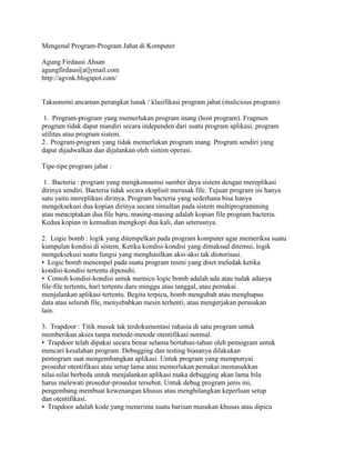 Mengenal Program Jahat Komputer | DOCX