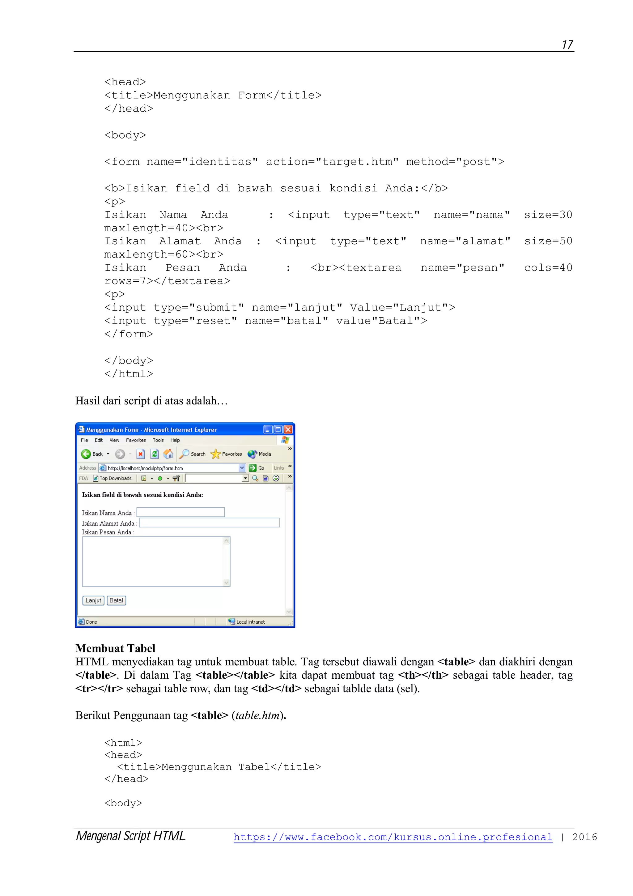 Mengenal script html 2 | PDF