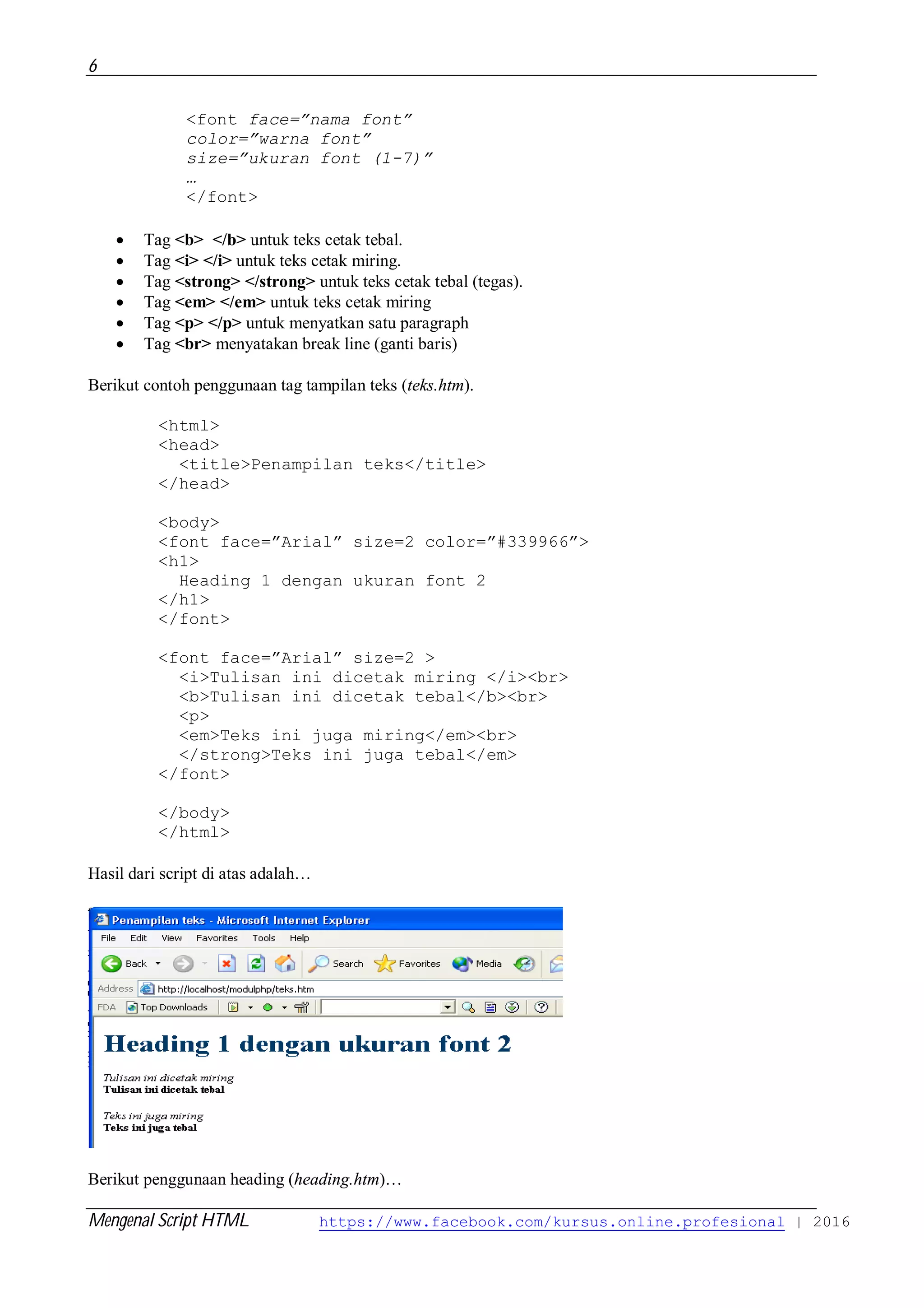 Mengenal script html 2 | PDF