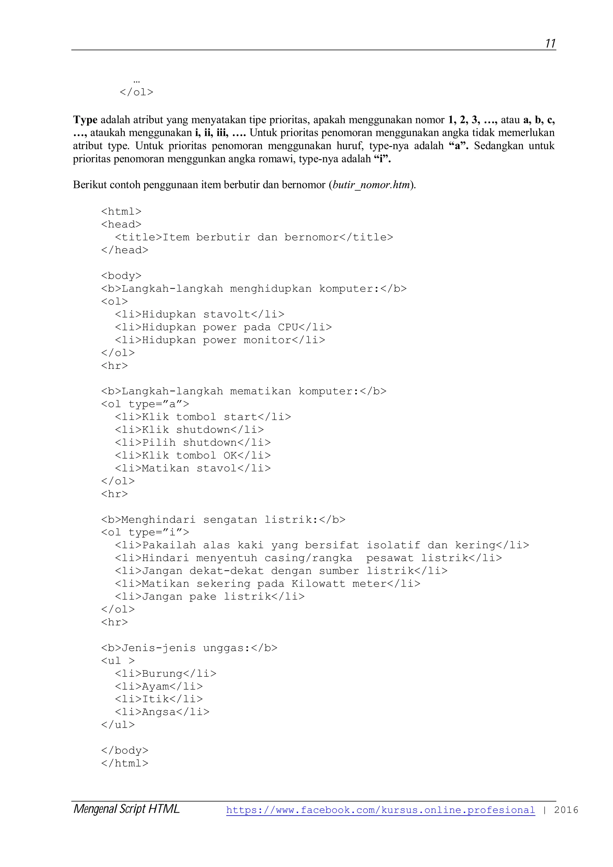 Mengenal script html 2 | PDF