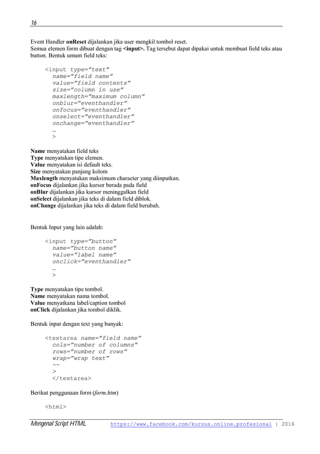 Mengenal script html 2 | PDF