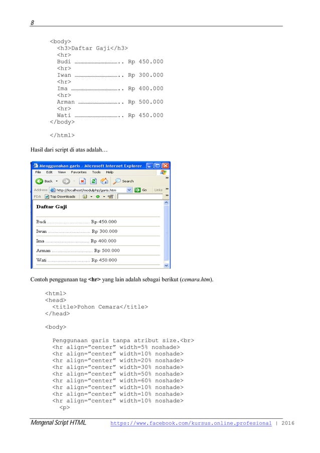 Mengenal script html 2 | PDF