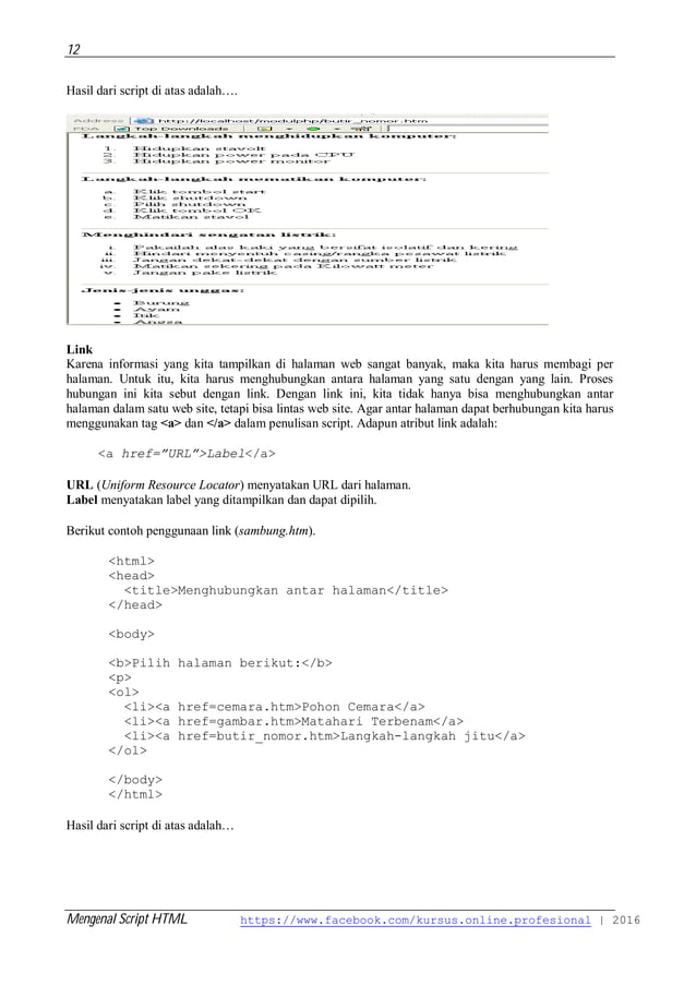 Mengenal script html 2 | PDF