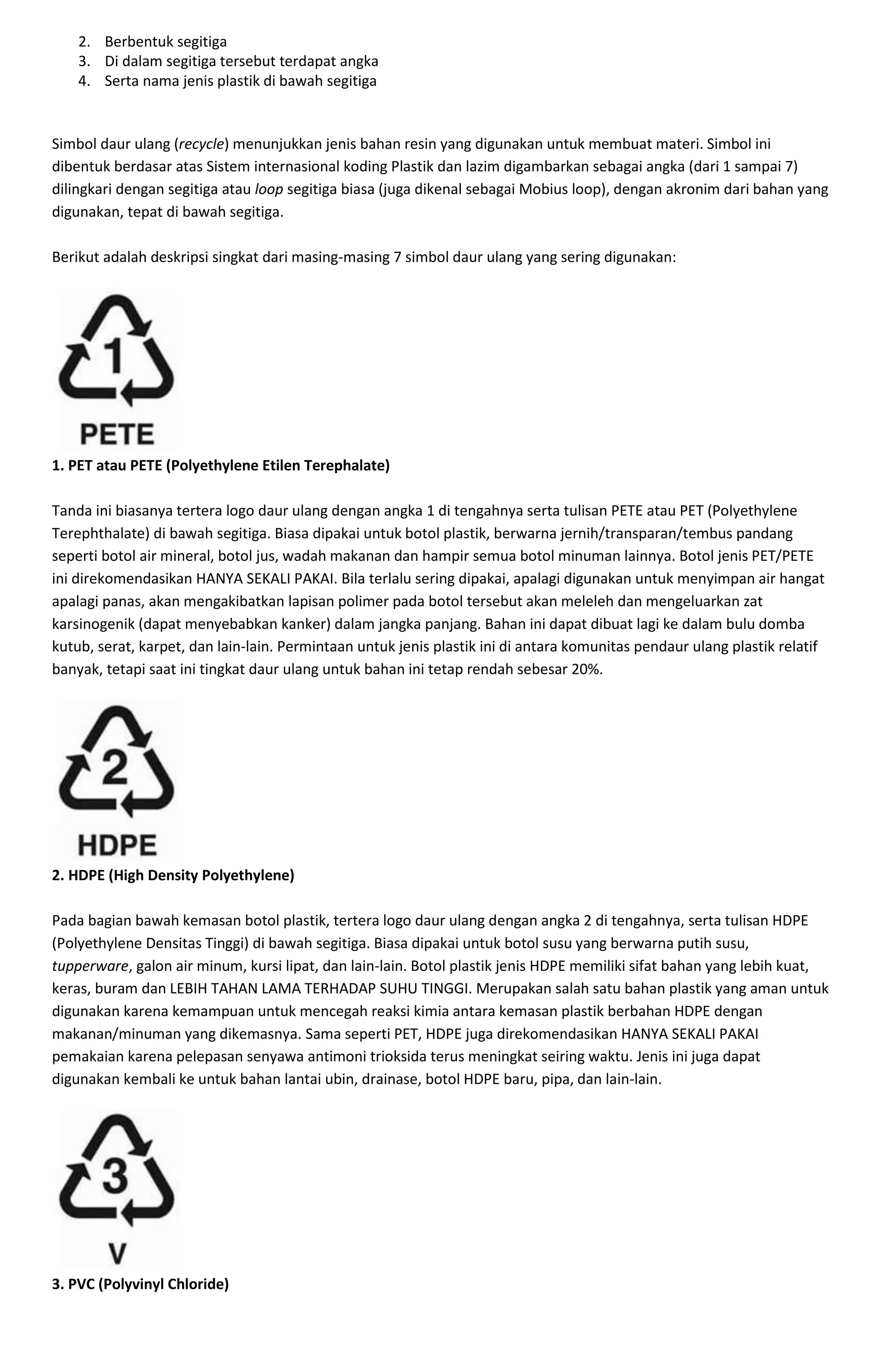 daur ulang Mengenal simbol daur ulang botol | DOCX