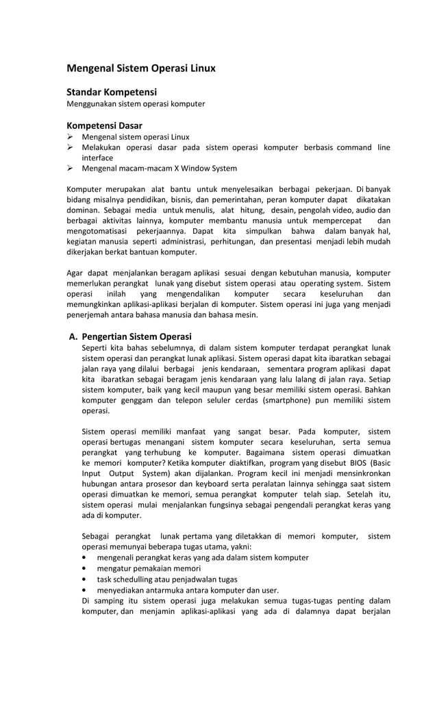 Mengenal sistem operasi linux | PDF