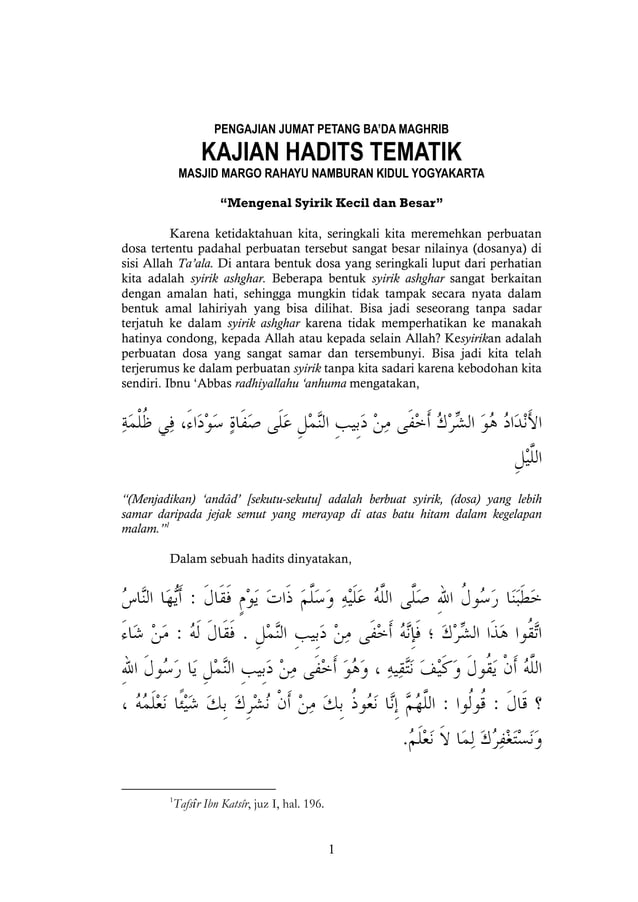 Mengenal syirik kecil dan besar | PDF