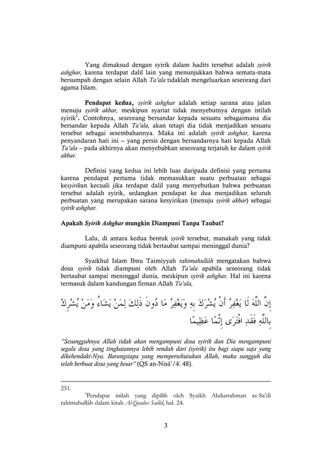 Mengenal syirik kecil dan besar | PDF