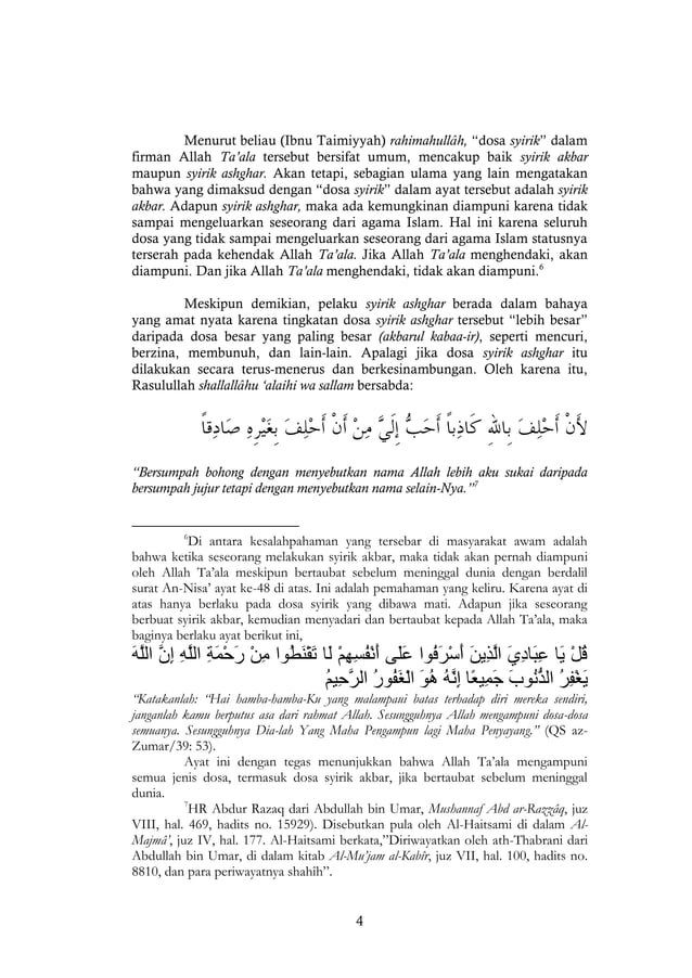 Mengenal syirik kecil dan besar | PDF