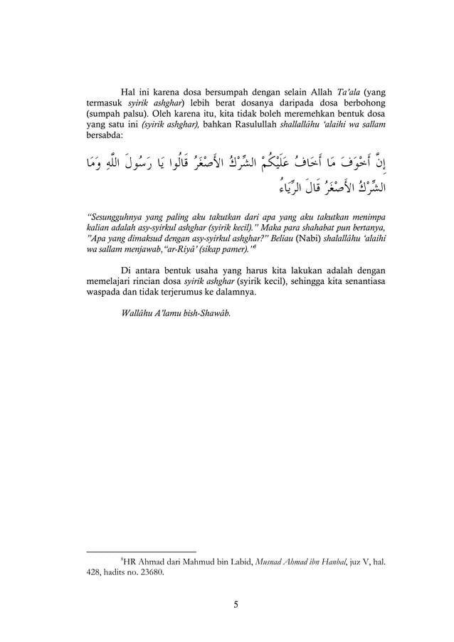 Mengenal syirik kecil dan besar | PDF