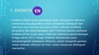 Mengenal tentang aplikasi reference manager | PPT