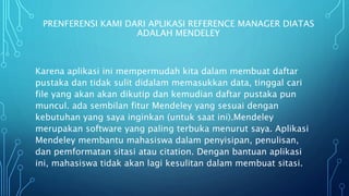 Mengenal tentang aplikasi reference manager | PPTX