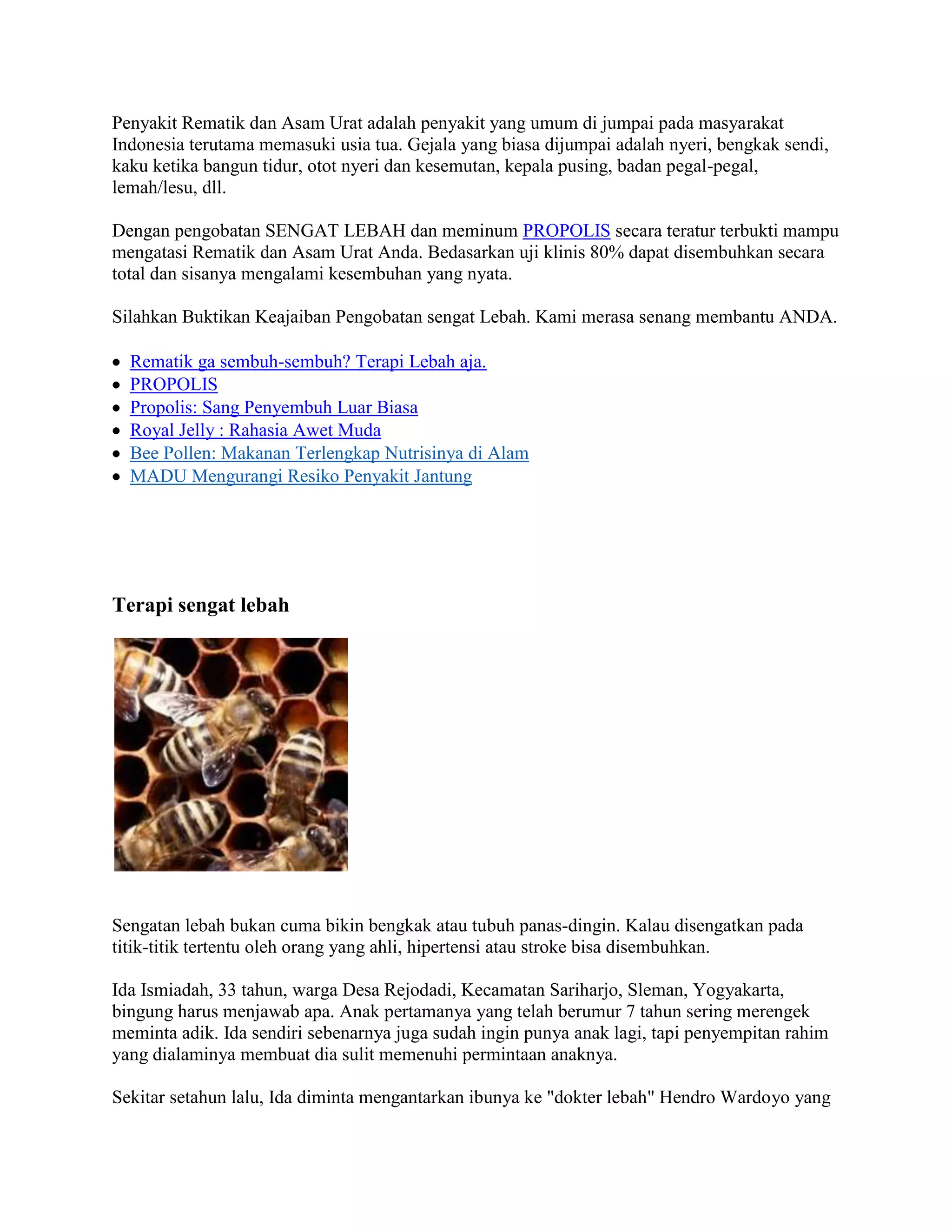 Mengenal terapi sengat lebah | DOCX