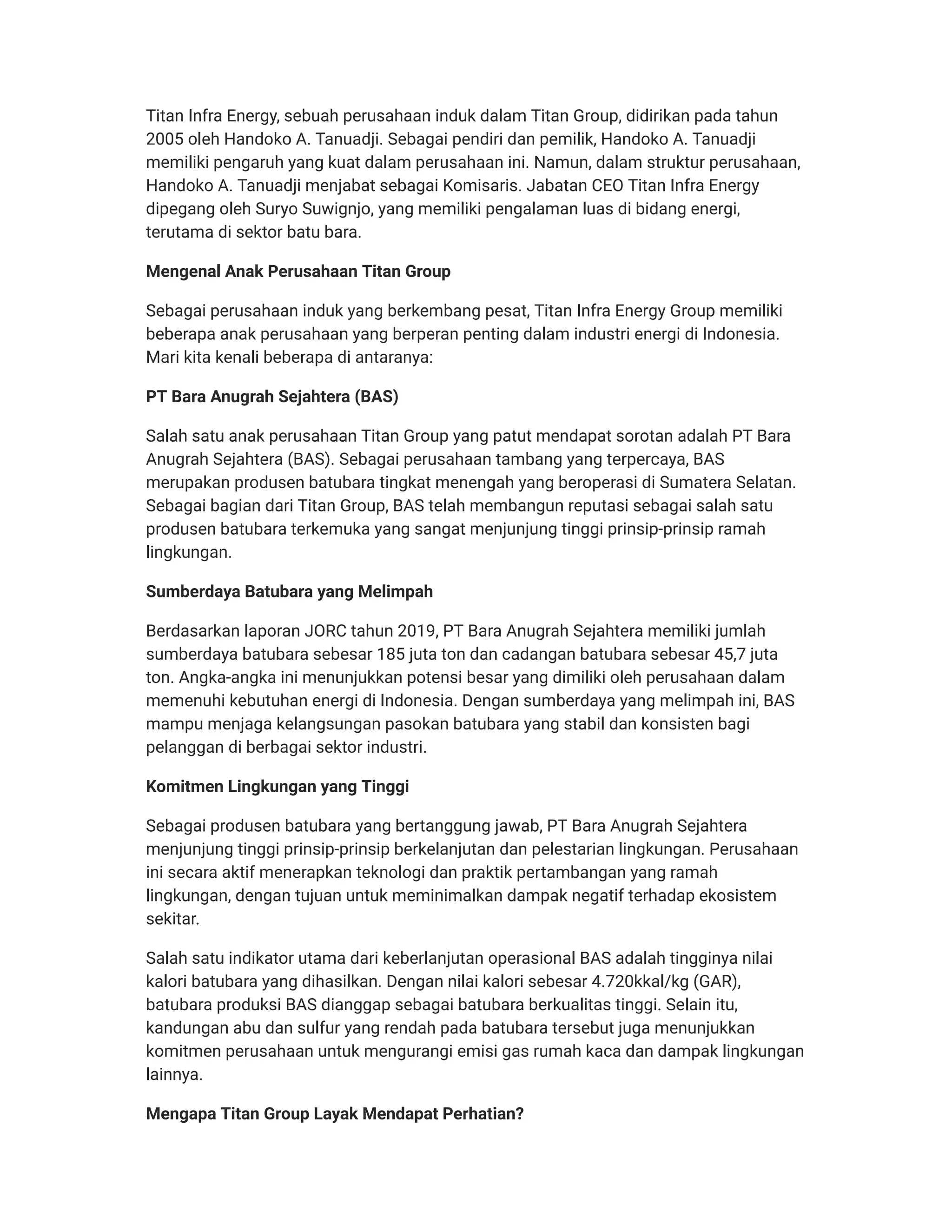 Mengenal Titan Infra Energy Group dan Anak Perusahaan | PDF